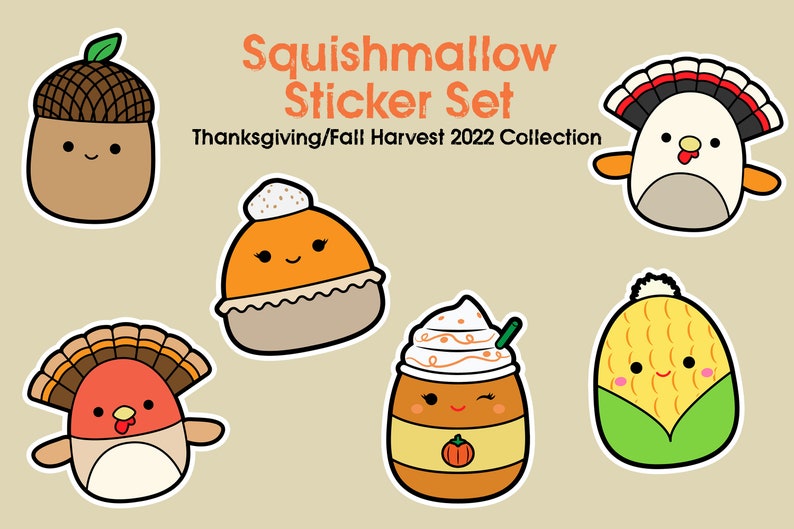 Squishmallow Sticker Pack | Fall Harvest/thanksgiving 2022 Collections ...