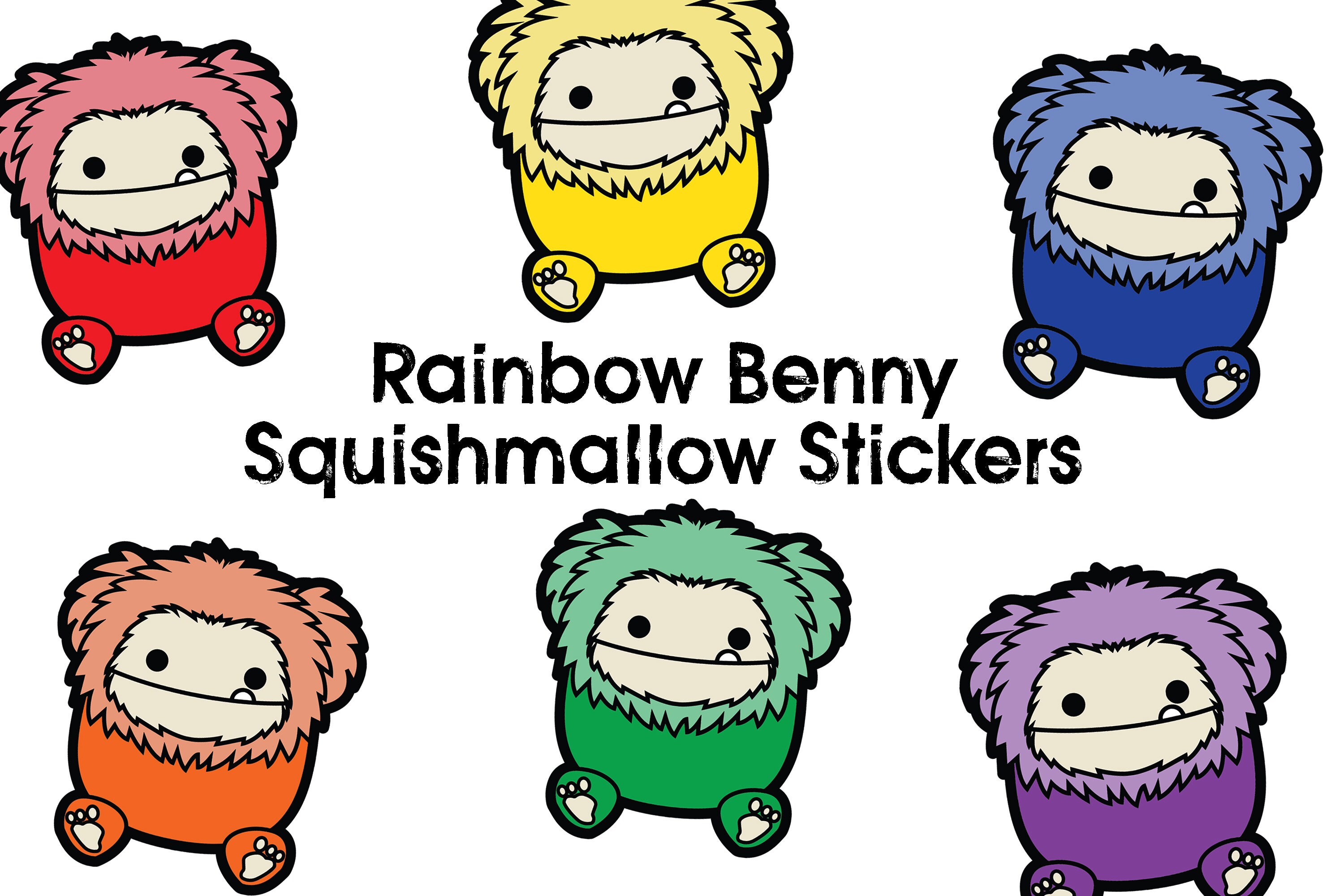 Squishmallow Sticker Pack | Rainbow Benny the Bigfoot - Etsy