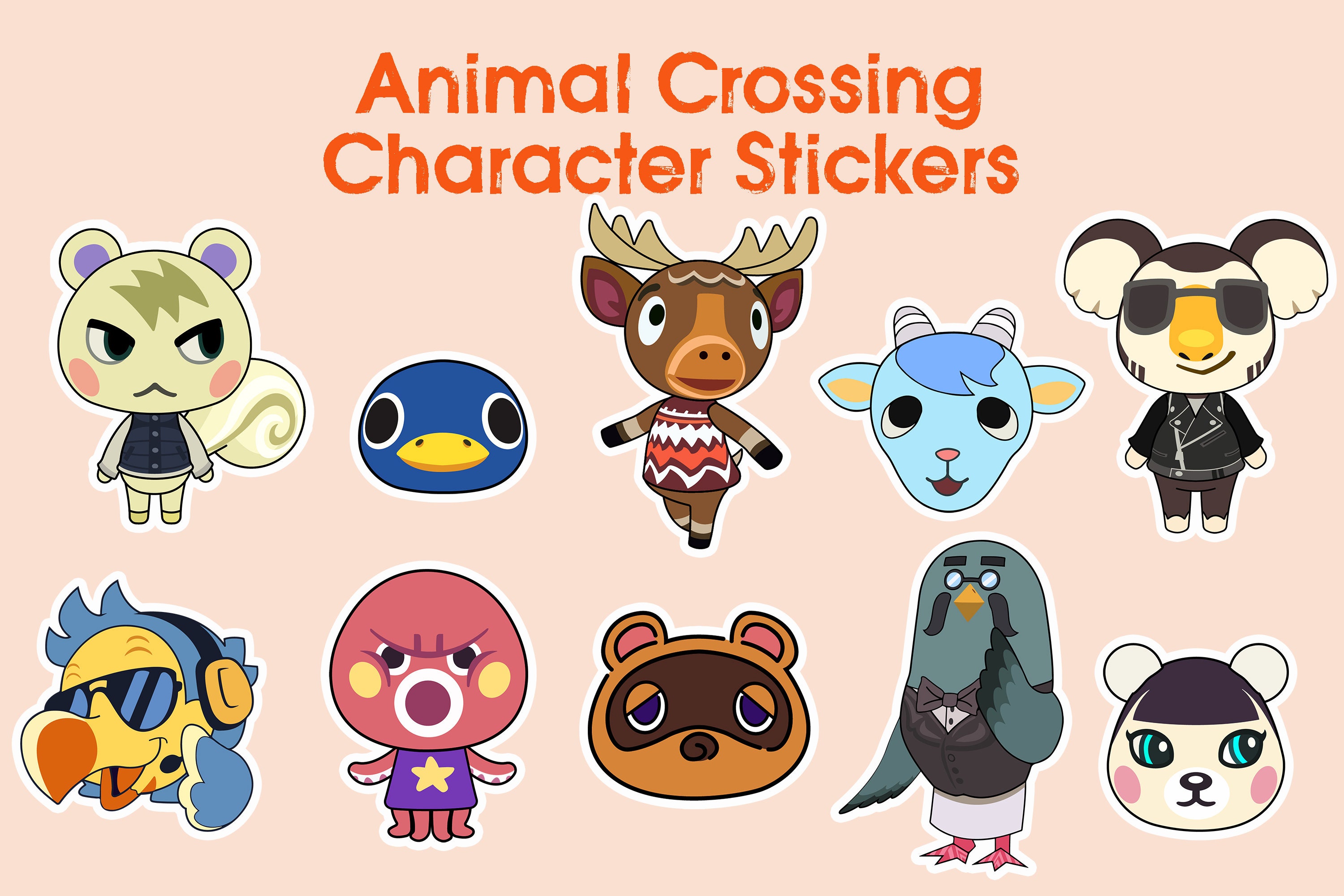 Animal Crossing Character Stickers Full Body and Faces - Etsy