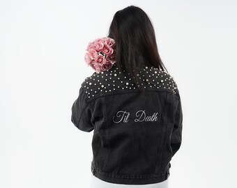 Embroidered Pearl Bride Jean Jacket - Etsy
