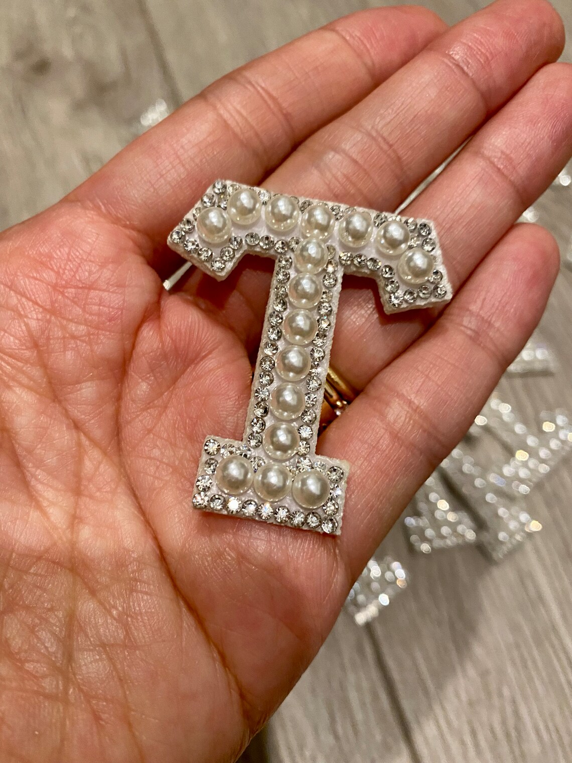 White Pearl and Rhinestone Letter Patches | Iron on | A-Z Letters - Etsy