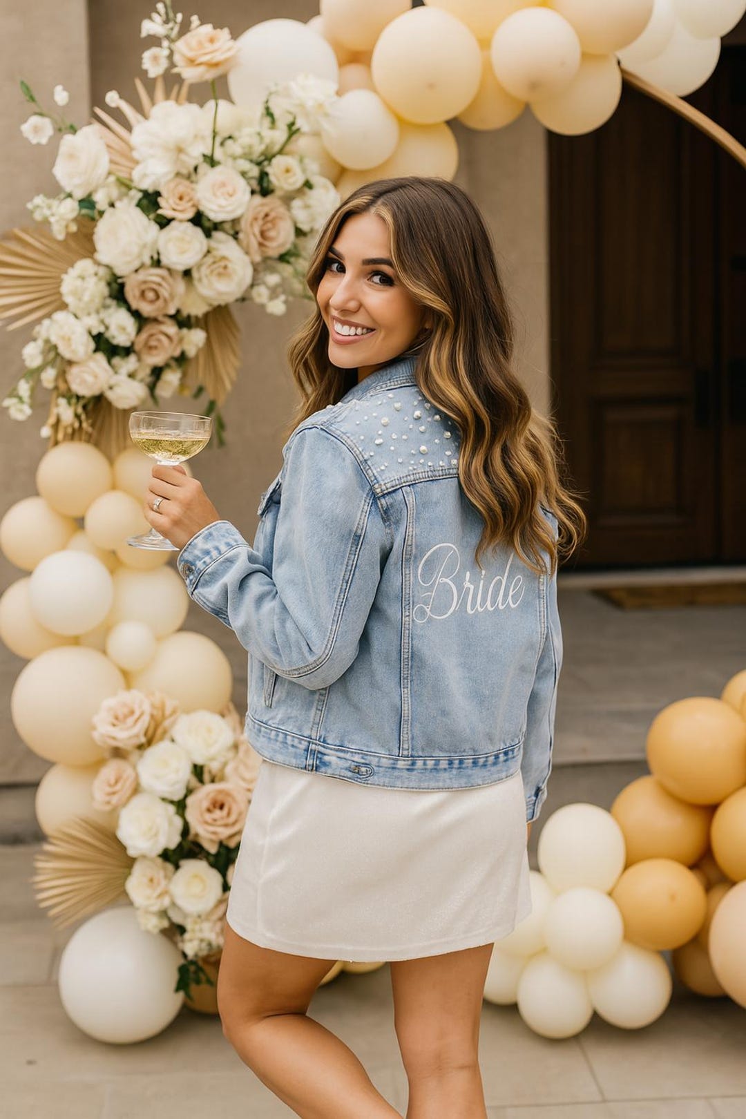 Mrs Pearl Embroidered Jean Jacket | Custom Bride Jean Jacket | Mrs ...