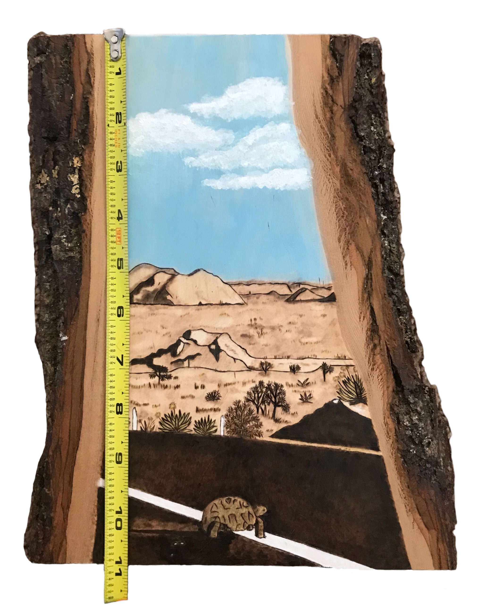 Desert Scene Wood Burning Art/rustic Bark Edge Wood - Etsy