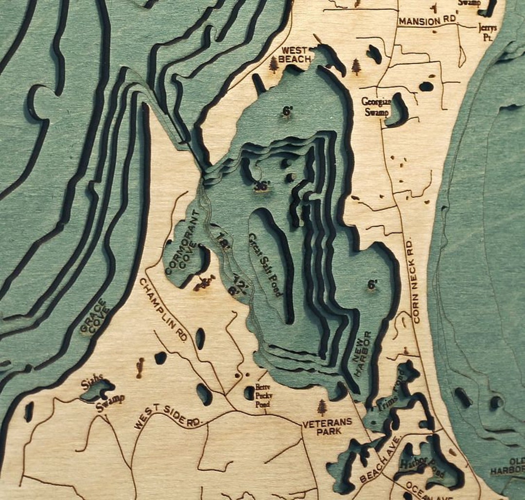 Block Island Wood Carved Map - Etsy