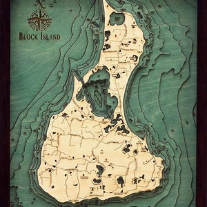 Block Island Wood Carved Map - Etsy