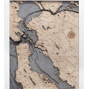 San Francisco/bay Area Wood Carved Map - Etsy