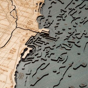 Chicago Wood Carved Map Grey Frame - Etsy
