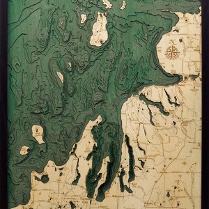 Northwest Michigan Wood Carved Map Dark Frame - Etsy