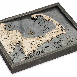 Cape Cod Wood Carved Map Grey Frame - Etsy
