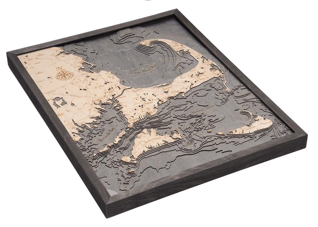 Cape Cod, Massachusetts 3-D Nautical Wood Carved Map - Etsy