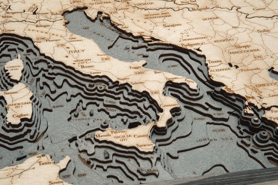 Western Europe Wood Carved Map- Grey Frame - Etsy