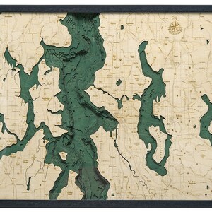 Seattle, WA Wood Carved Map dark Frame - Etsy
