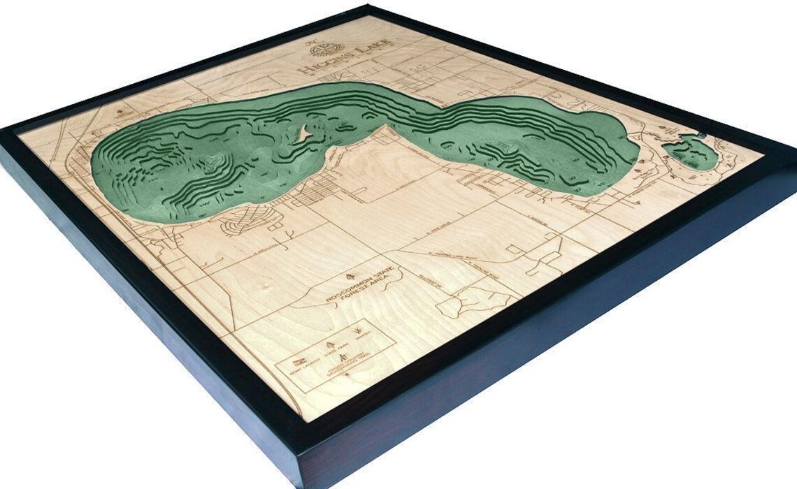 Higgins Lake Wood Carved Map - Etsy