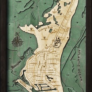 Key Biscayne Wood Carved Map - Etsy