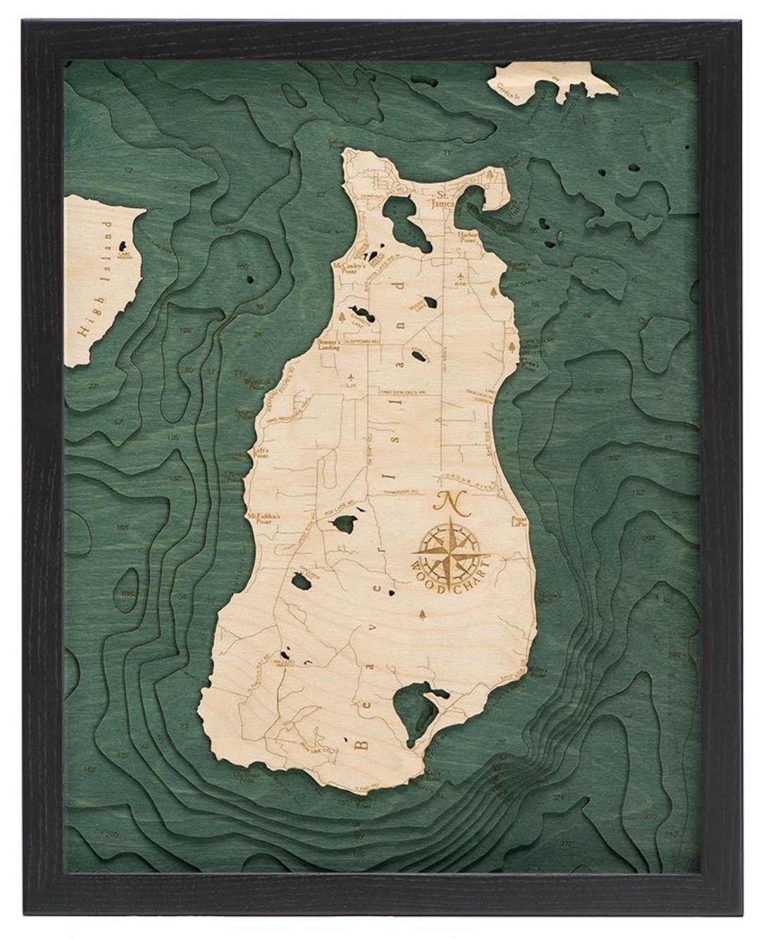 Beaver Island, Michigan Wood Carved Map - Etsy