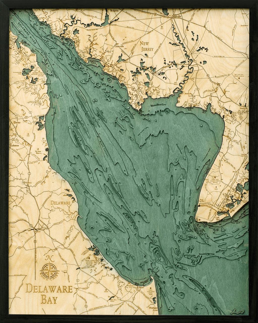 Delaware Bay Wood Carved Map - Etsy