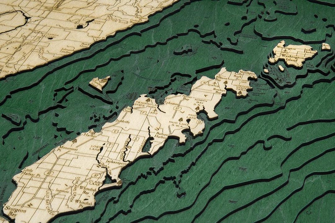 Door County Wood Carved Map - Etsy