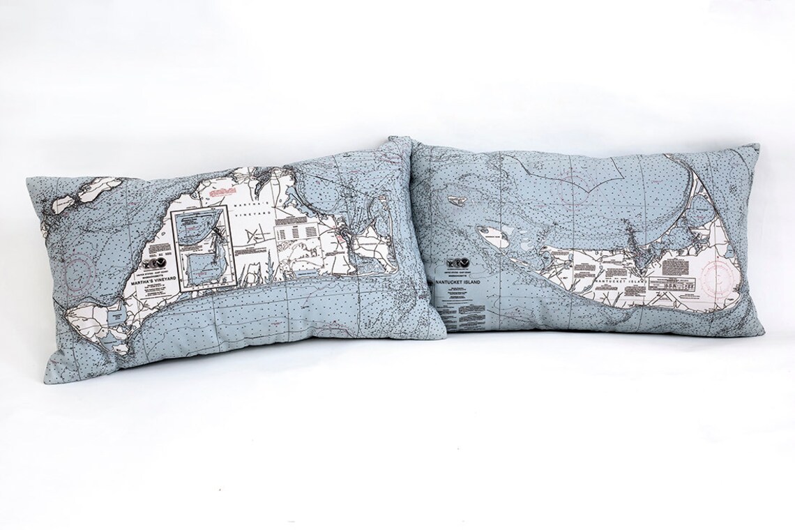 Nantucket Indoor/outdoor Nautical Chart Throw Pillow - Etsy