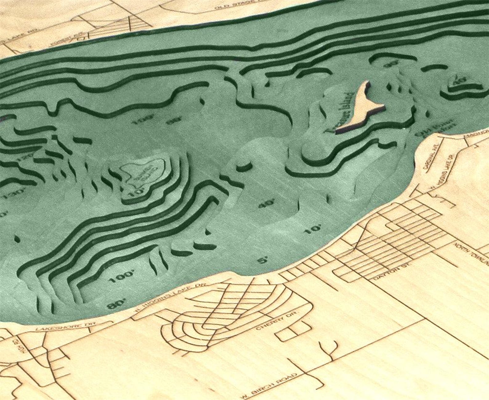 Higgins Lake Wood Carved Map - Etsy