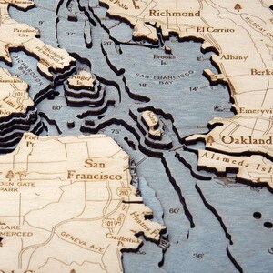 San Francisco/bay Area Wood Carved Map - Etsy