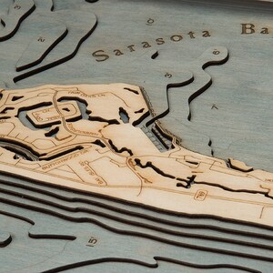 Longboat Key Wood Carved Map White Frame - Etsy