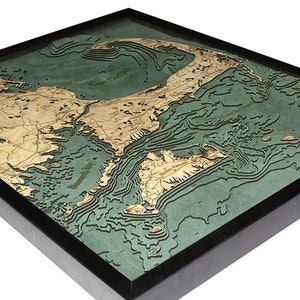 Cape Cod, Massachusetts 3-D Nautical Wood Carved Map dark Frame - Etsy