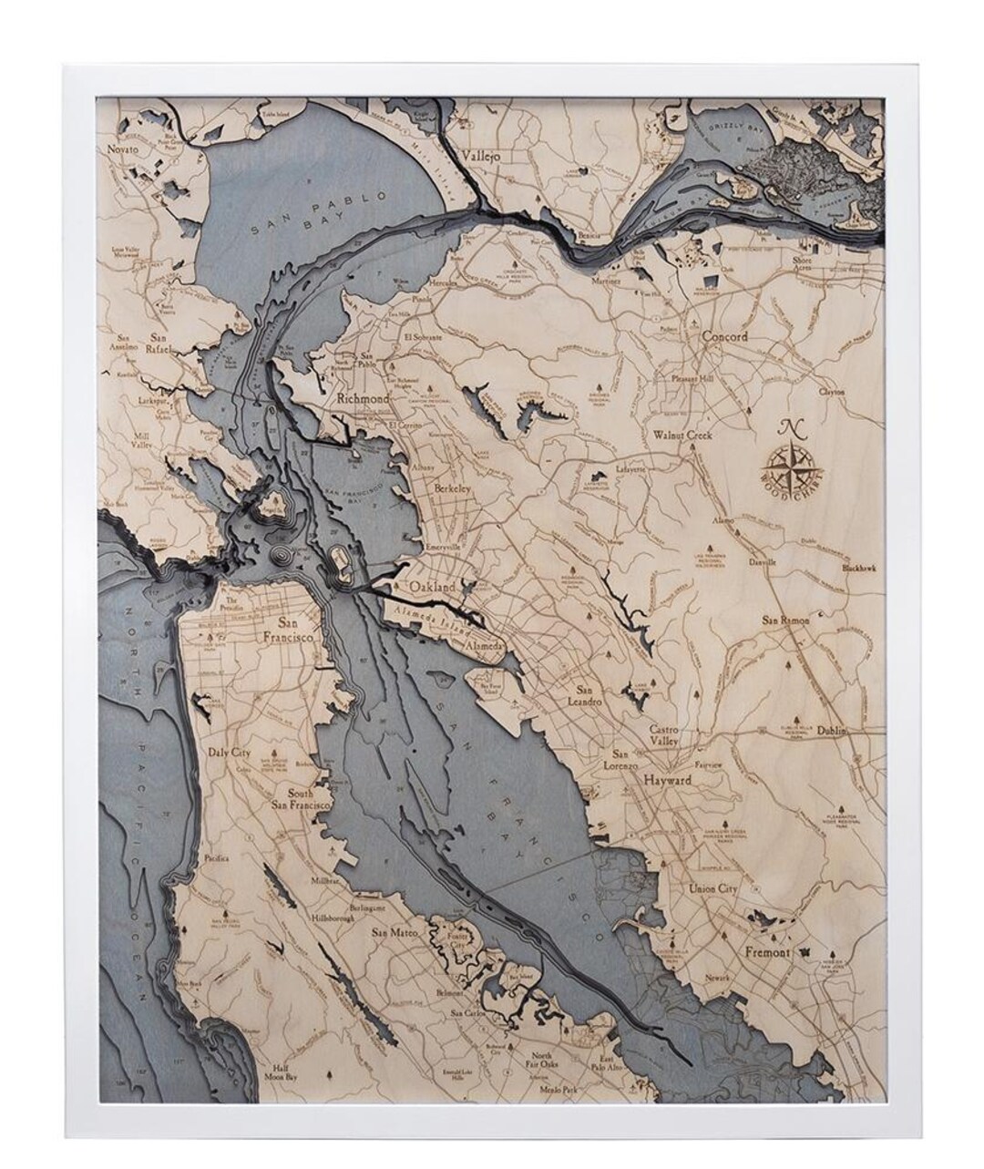 San Francisco/ Bay Area Wood Carved Map - Etsy