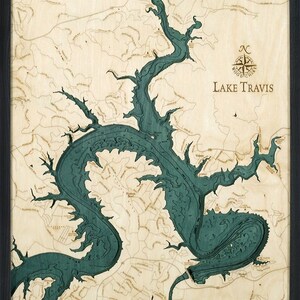 Lake Travis, TX Wood Carved Map - Etsy