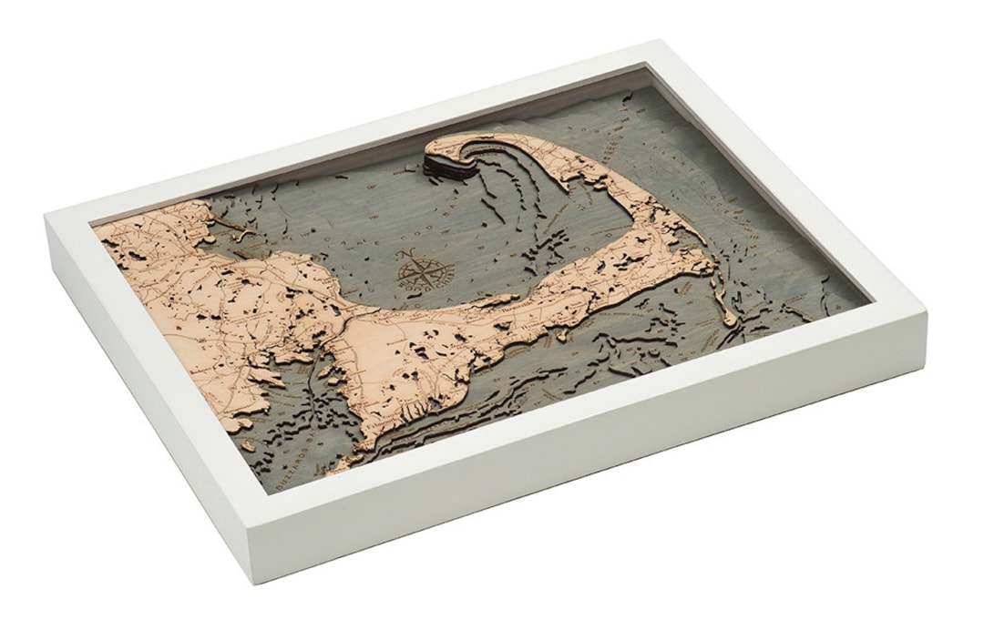 Cape Cod Wood Carved Map White Frame - Etsy