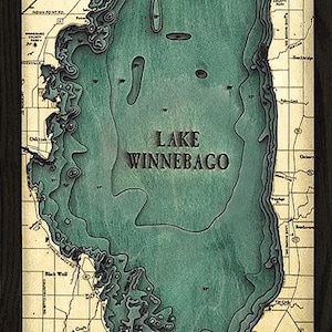 Lake Winnebago, WI Wood Carved Map - Etsy
