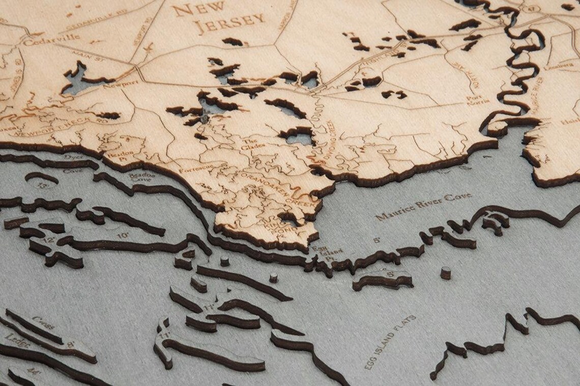 Delaware Bay Wood Carved Map - Etsy