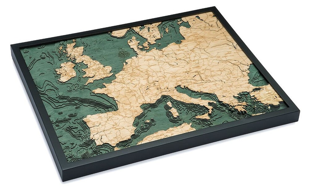 Western Europe Wood Carved Map - Etsy