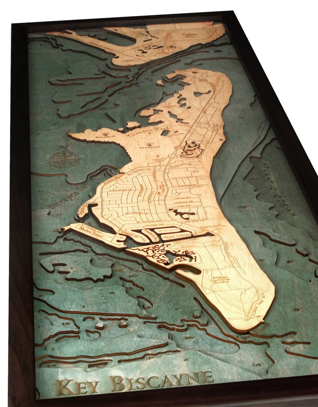 Key Biscayne Wood Carved Map - Etsy