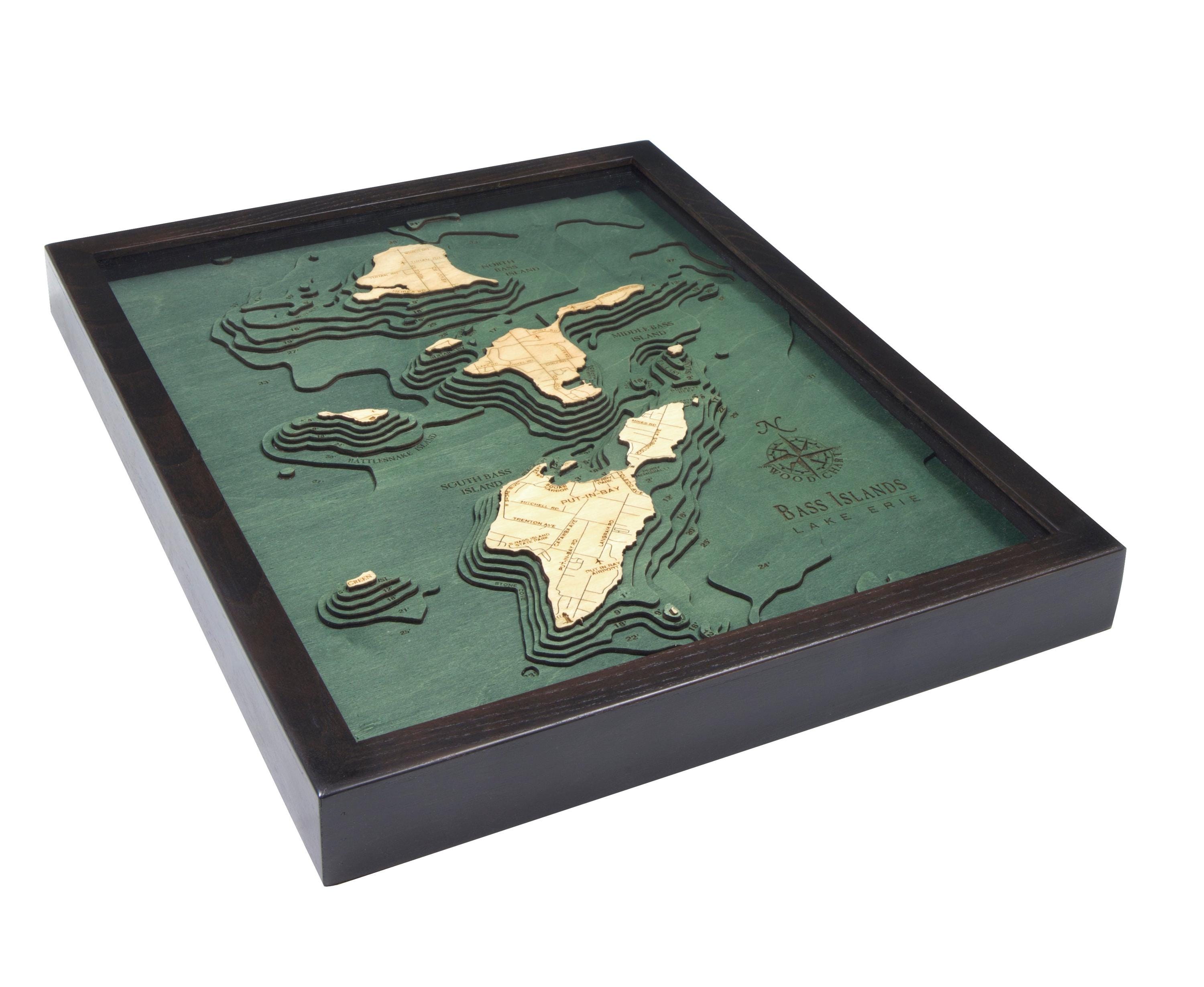 Bass Islands/put-in-bay Wood Carved Map - Etsy