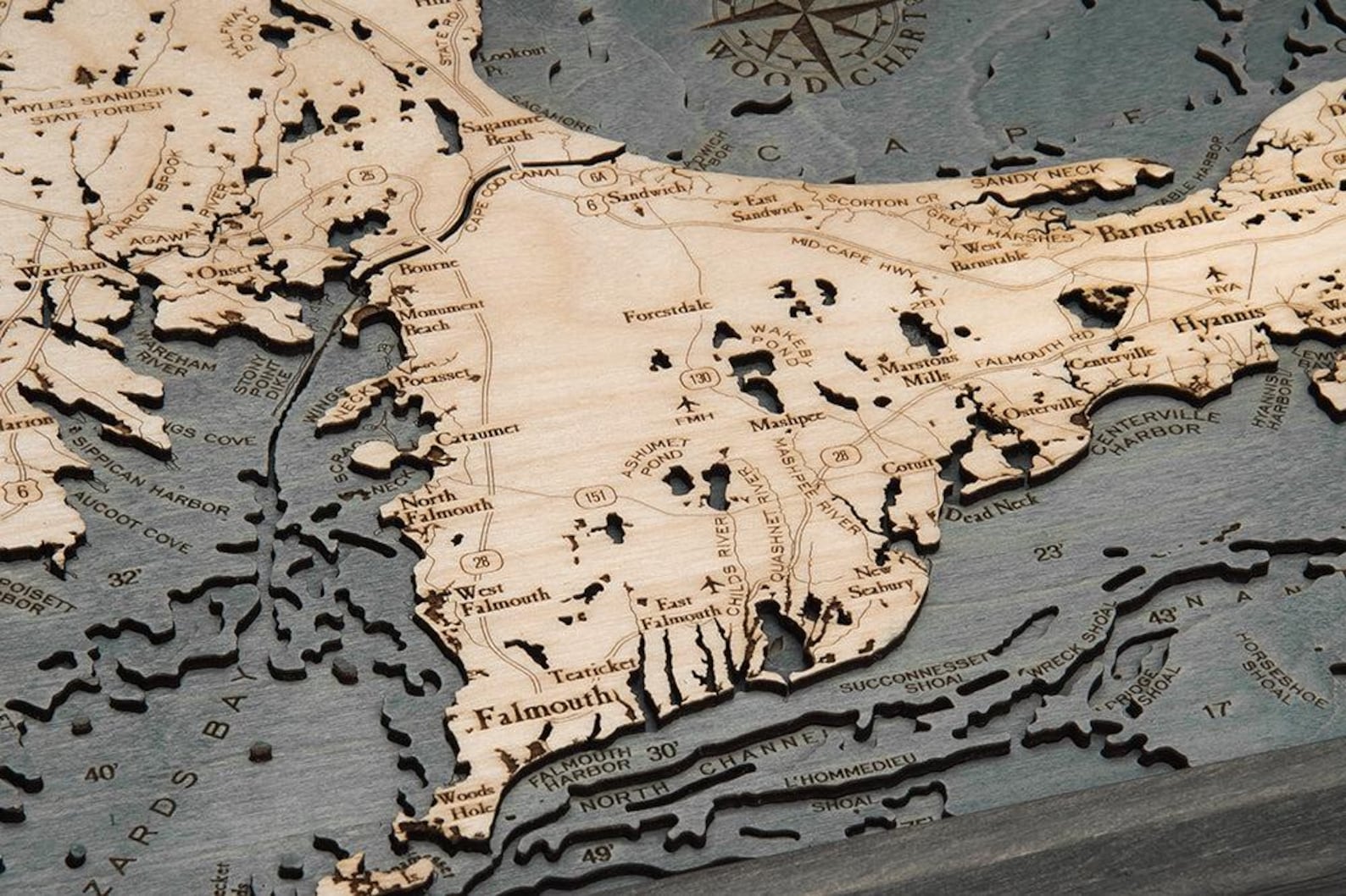 Cape Cod Wood Carved Map - Etsy
