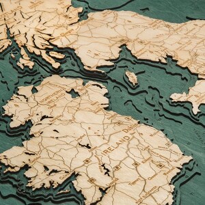 United Kingdom Wood Carved Map - Etsy