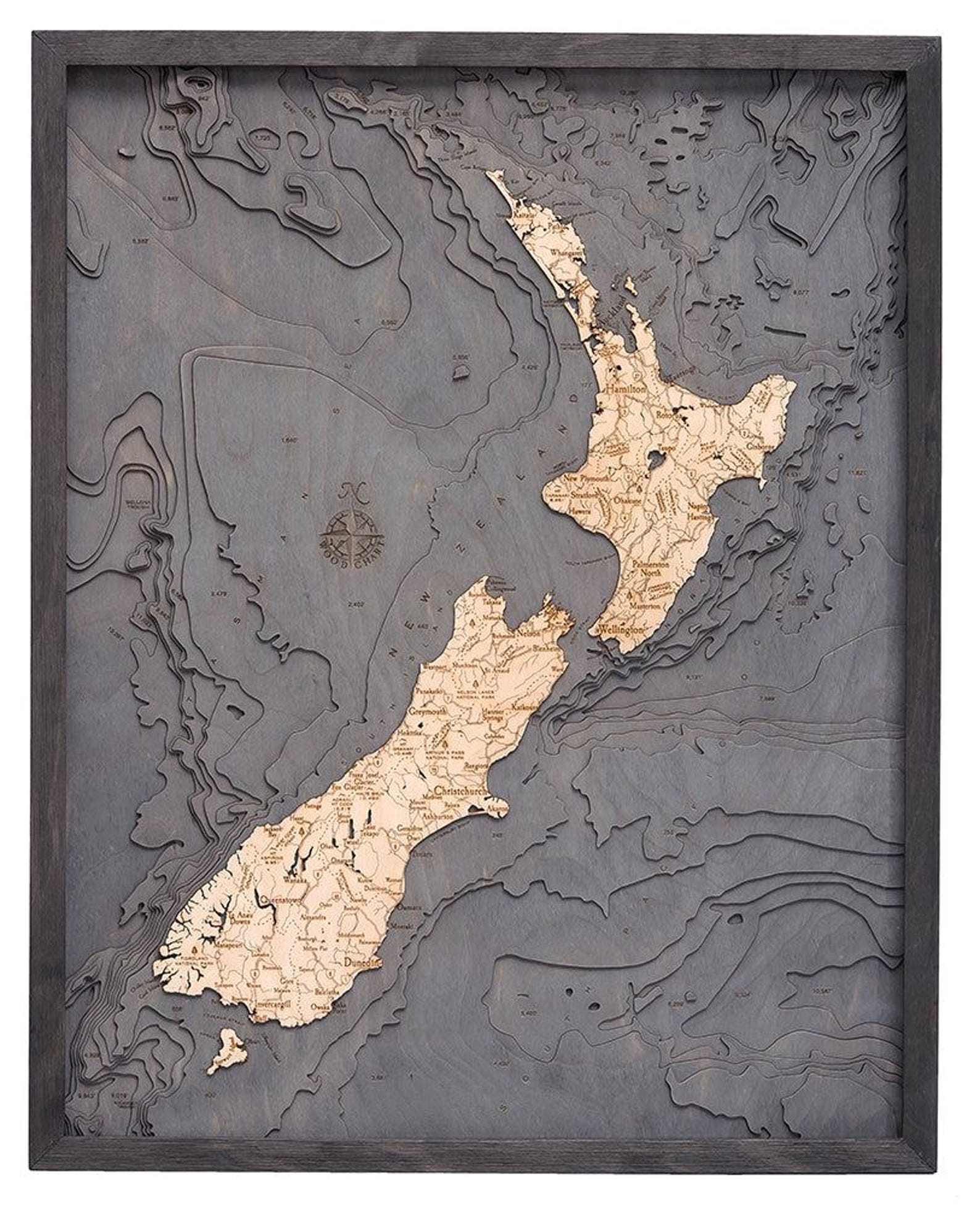 New Zealand Wood Carved Map - Etsy