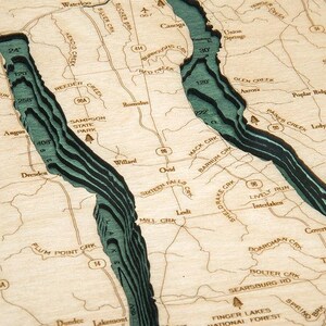 Finger Lakes, NY Wood Carved Map - Etsy