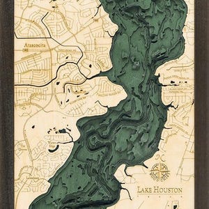 Lake Houston, TX Wood Carved Map - Etsy