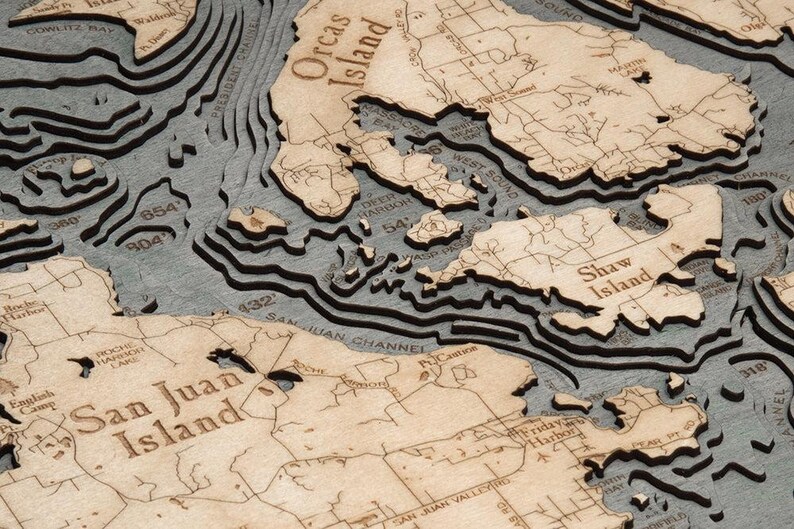 San Juan Island Wood Carved Map - Etsy