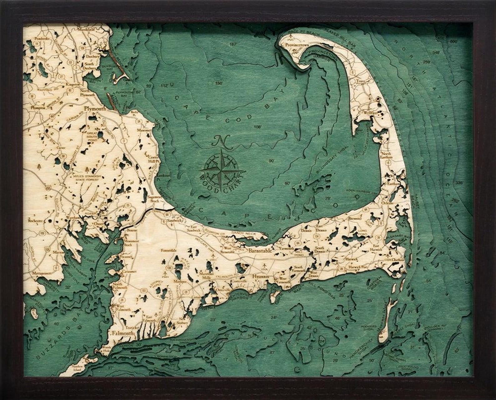Cape Cod Wood Carved Map - Etsy