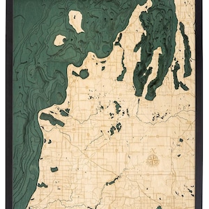 Michigan Route M22 Wood Carved Map - Etsy