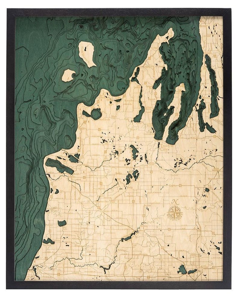 Michigan Route M22 Wood Carved Map - Etsy