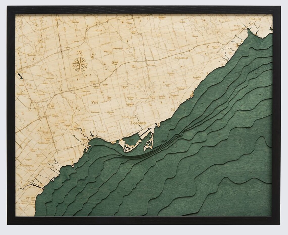 Toronto Canada Wood Carved Map Dark Frame - Etsy