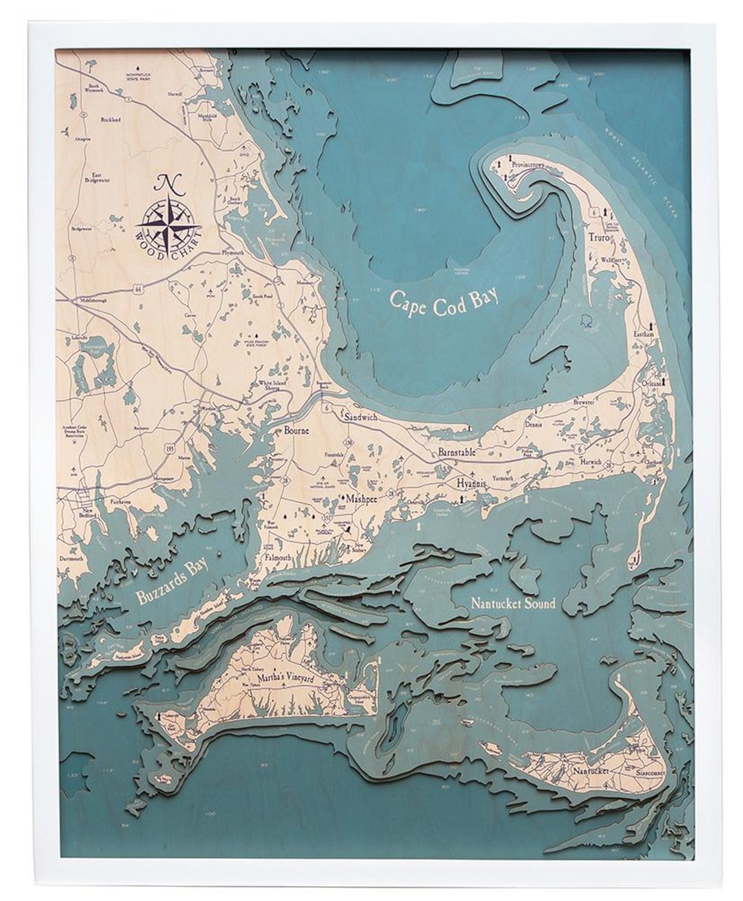 UV Printed Cape Cod Wood Carved Map - Etsy