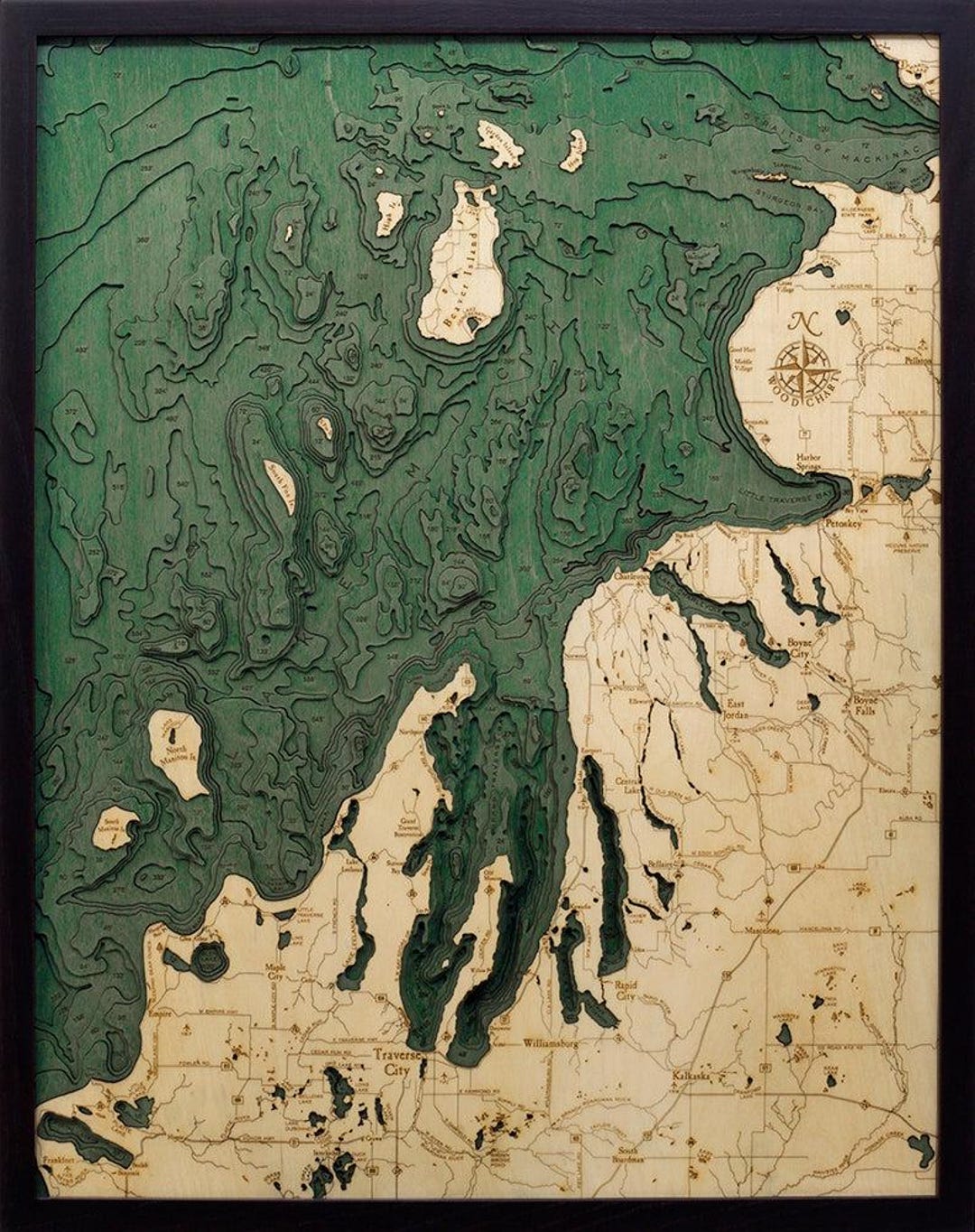 Northwest Michigan Wood Carved Map - Etsy