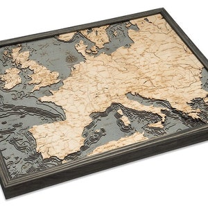 Western Europe Wood Carved Map- Grey Frame - Etsy