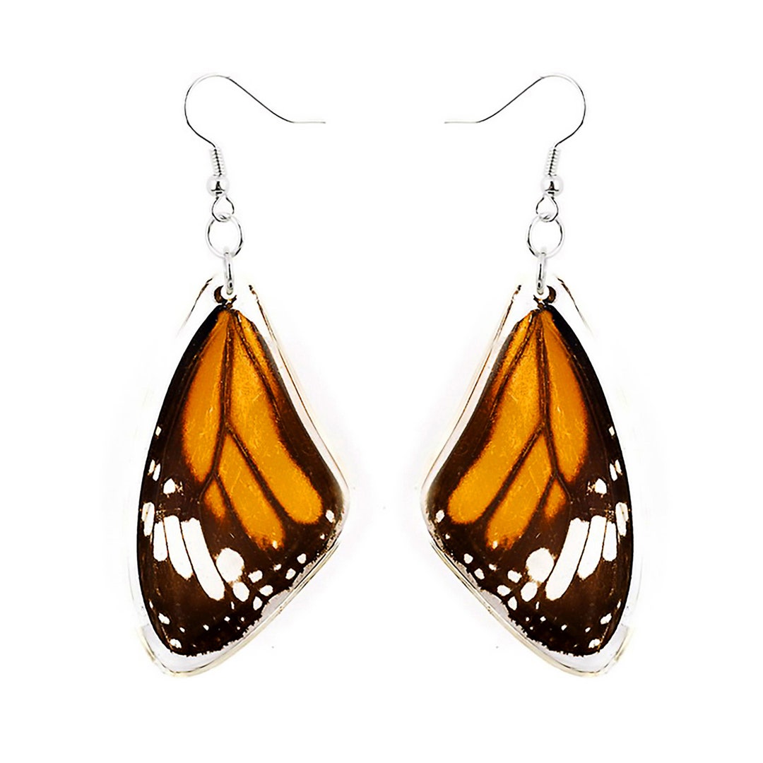 Real Monarch Butterfly Wing Earrings: Clear Resin Art Jewelry - Etsy