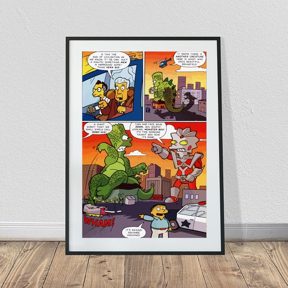 Bartzilla Vs Robo-sis Poster 24 X 36 | Etsy