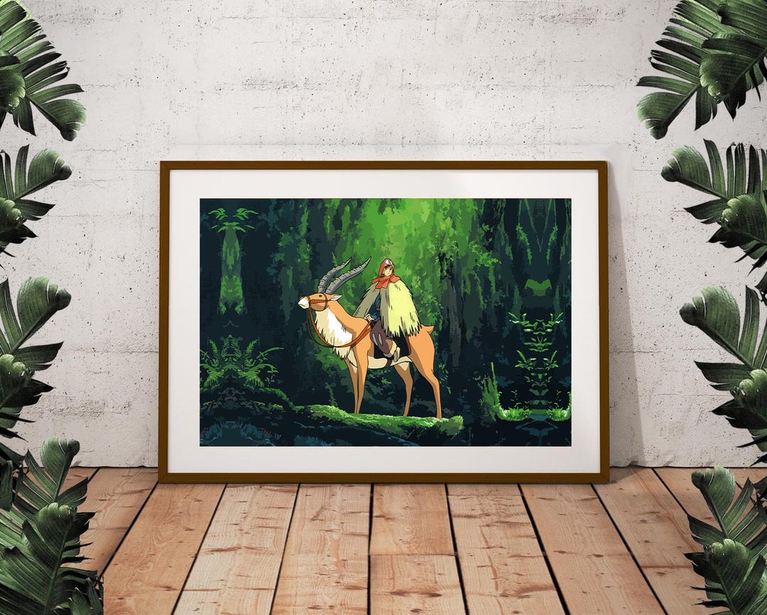 Princess Mononoke Ashitaka Riding Red Elk Yakul Poster - Etsy